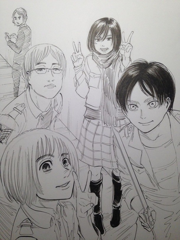 Hajime Isayama drew the Attack on Titan voice cast as their characters ...