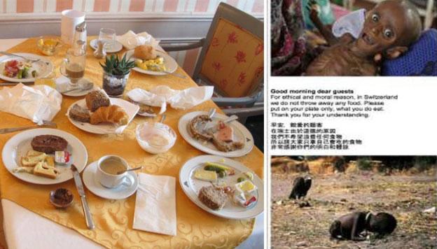 Swiss hotel fights food wastefulness with photos of starving children ...