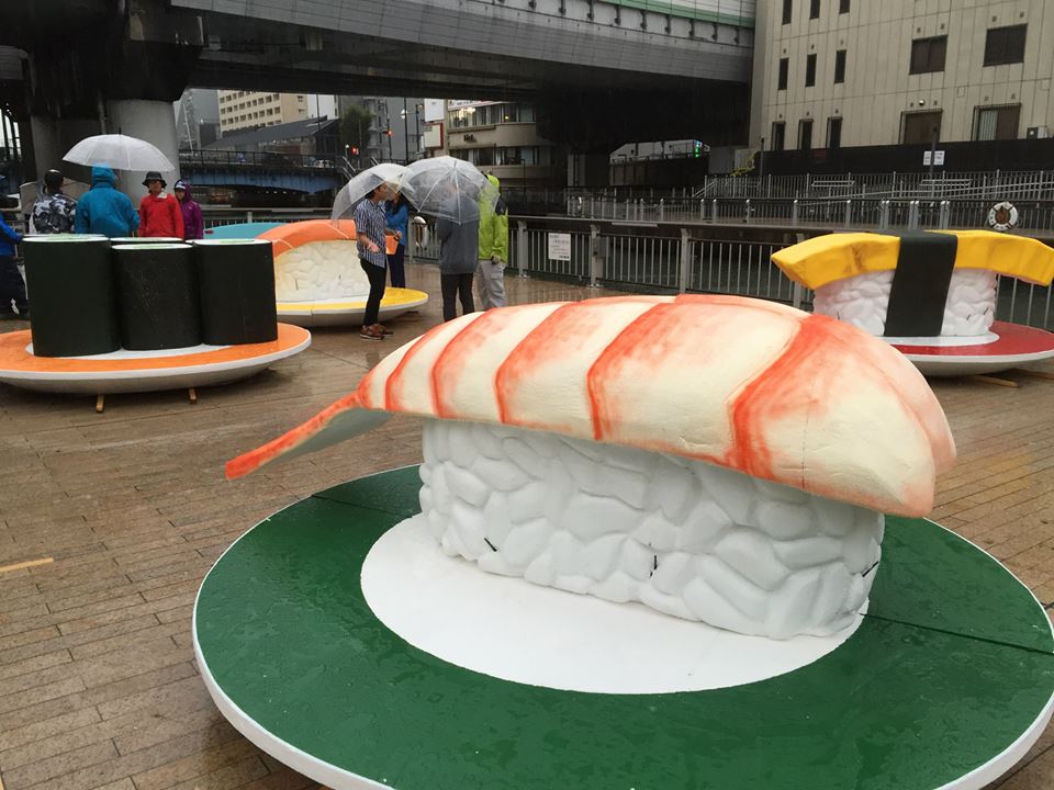 Osaka river turns into giant floating sushi train complete with ...