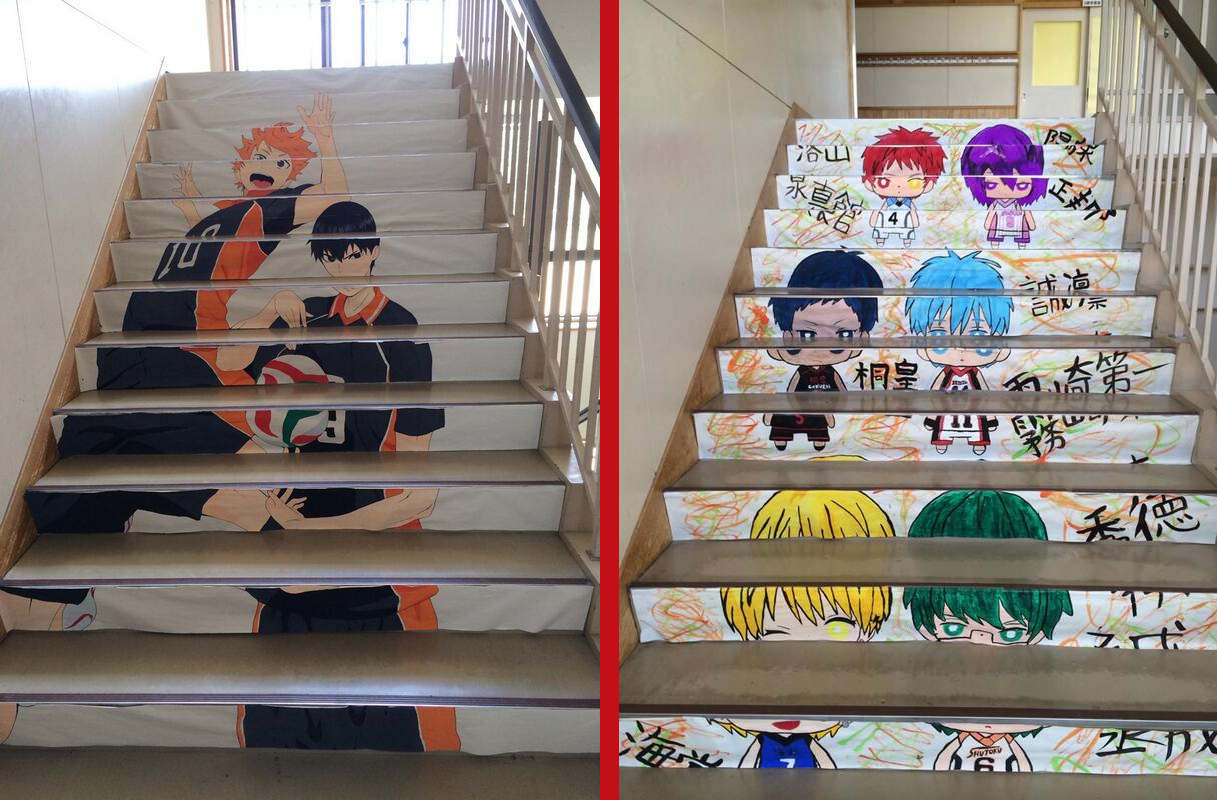 The awesome Nintendo and anime-inspired stairway art of Japanese high ...