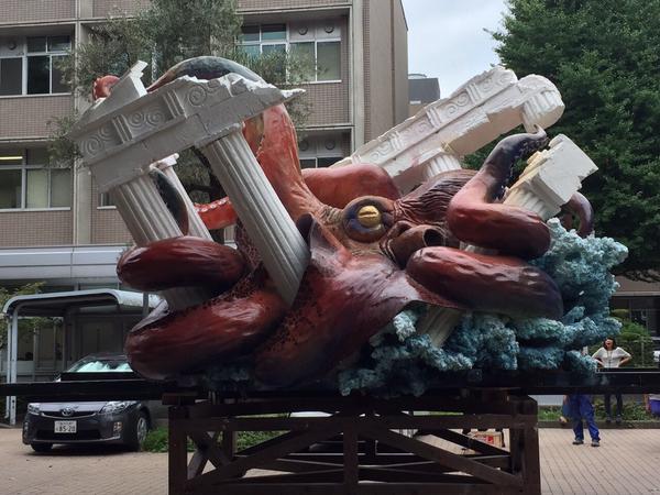 University students create giant artwork of an octopus attacking a ...