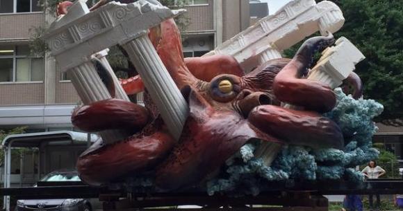 University students create giant artwork of an octopus attacking a ...