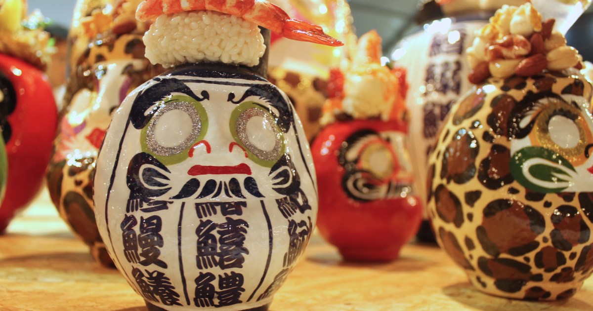 Designer makes daruma good enough to eat with sushi, parfait and fried ...