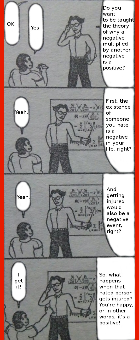 Japanese comic explains why a negative multiplied with another negative ...