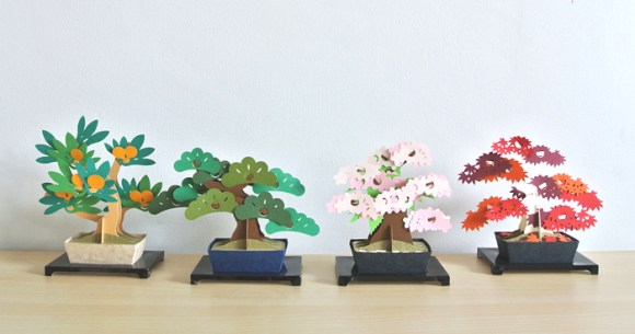 Japanese bonsai trees made from paper stay beautiful without water or ...