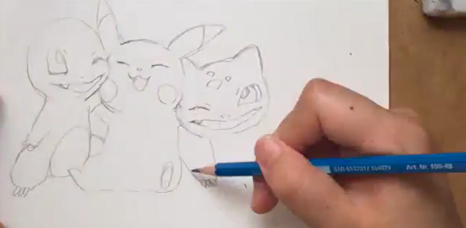 Turns out you can draw all four original starter Pokémon with just ...