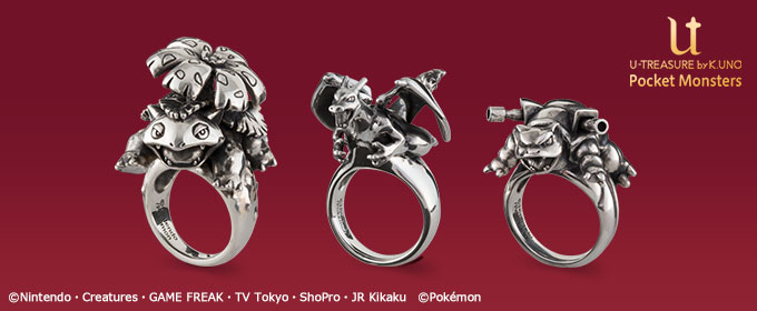New Japanese Pokémon rings feature silver Venusaur, Blastoise and ...