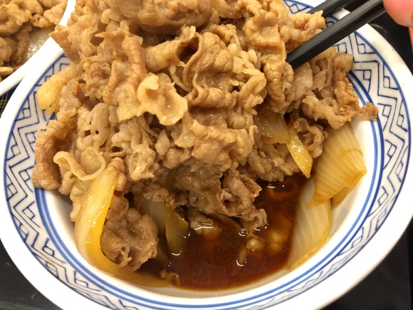 This is what a Yoshinoya beef bowl looks like with US$100 in extra meat ...