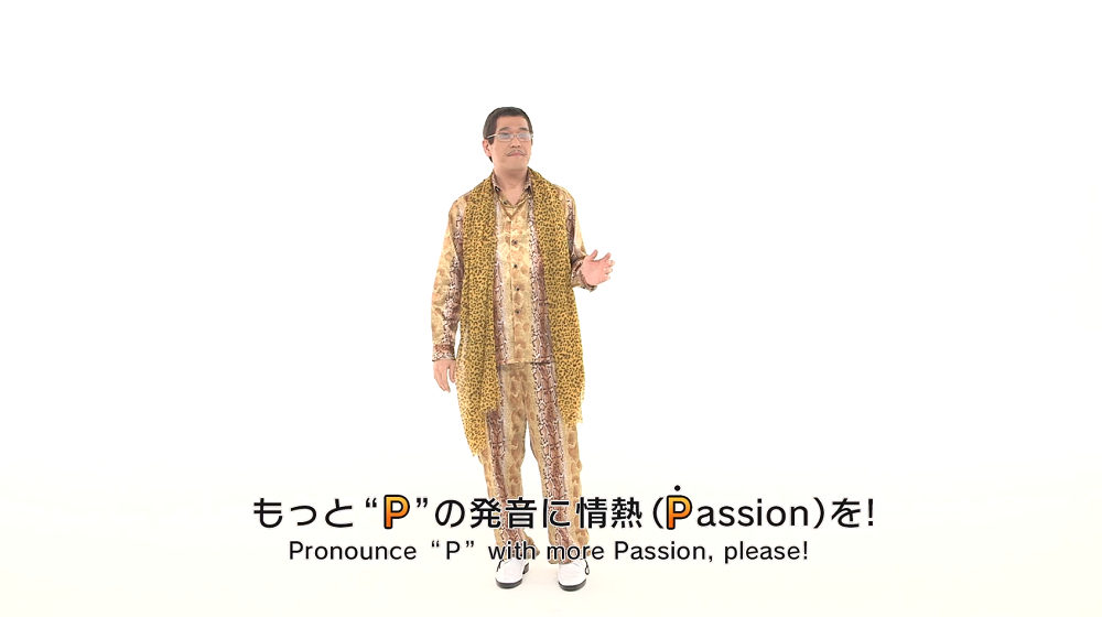Pikotaro gets English pronunciation training for PPAP from AI robot ...