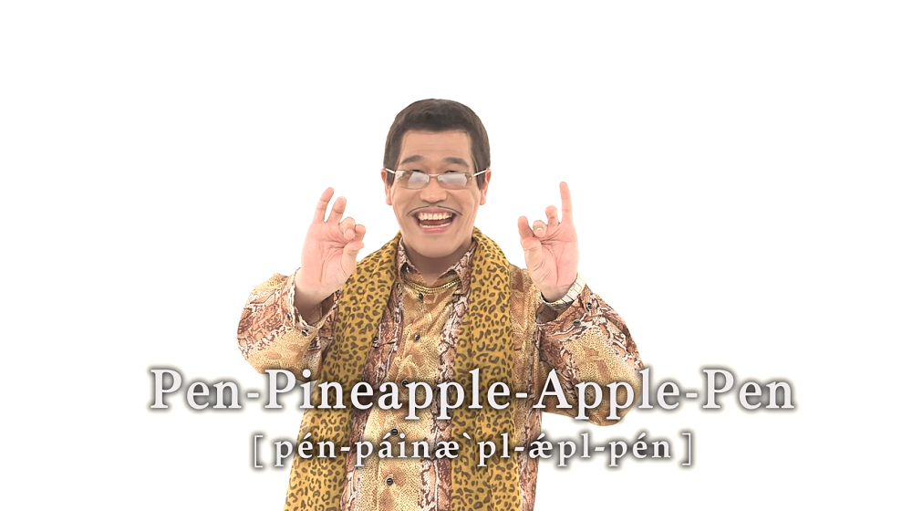 Pikotaro gets English pronunciation training for PPAP from AI robot ...