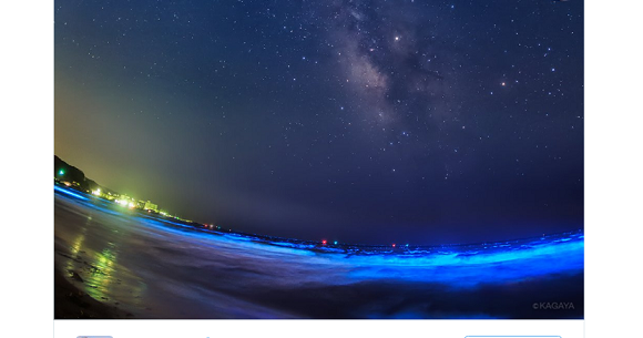 Japanese beach turned into beautiful fantasy world as nighttime ocean ...