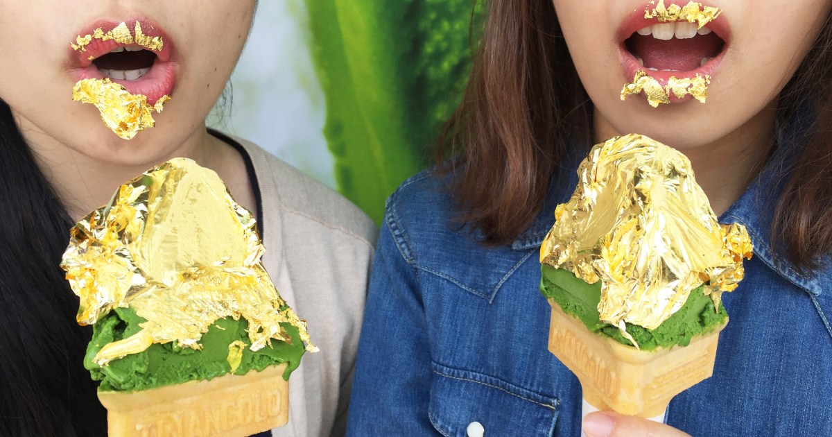 Japanese tea house creates gold-leaf covered matcha green tea gelato ...