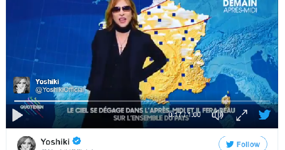 X Japan’s Yoshiki gives weather report in English on French TV ...