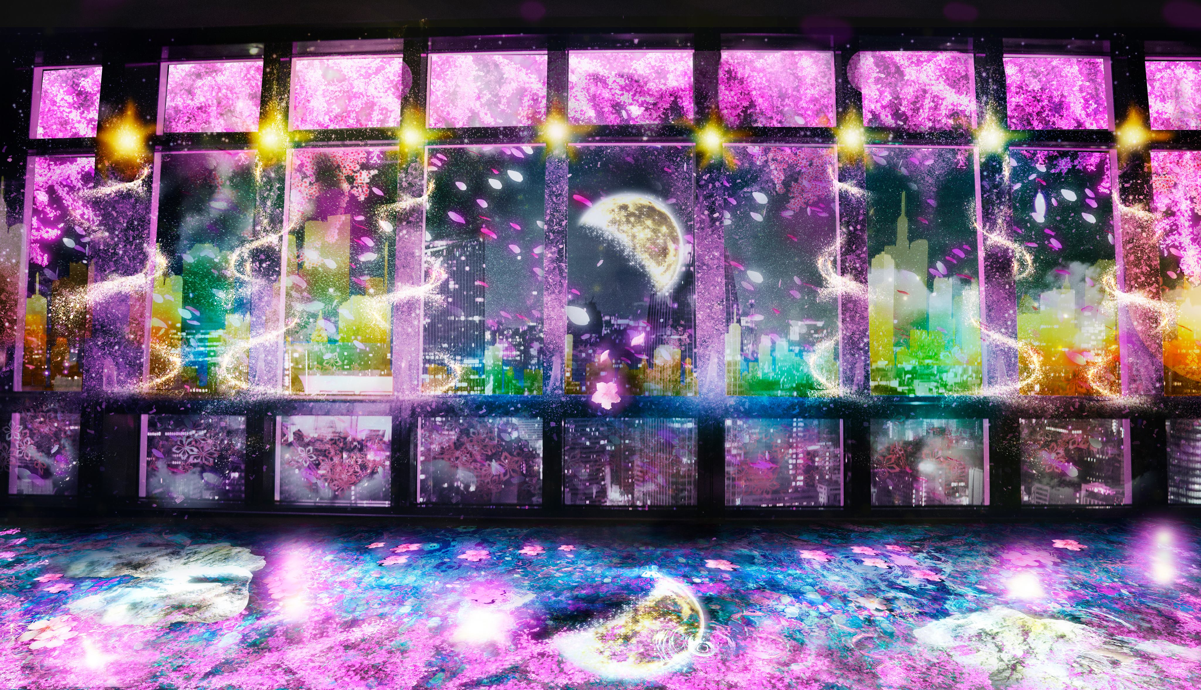 Make sakura cherry blossoms fall with your hands at Tokyo Tower ...