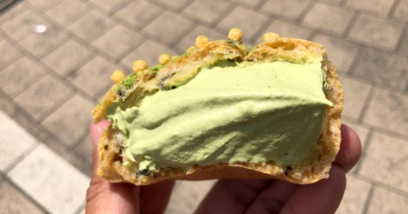 We tried a special savory green tea and rice-flavored cream puff ...