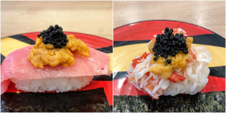 We try a rotating sushi chain’s super high-quality 3-layer caviar, sea ...