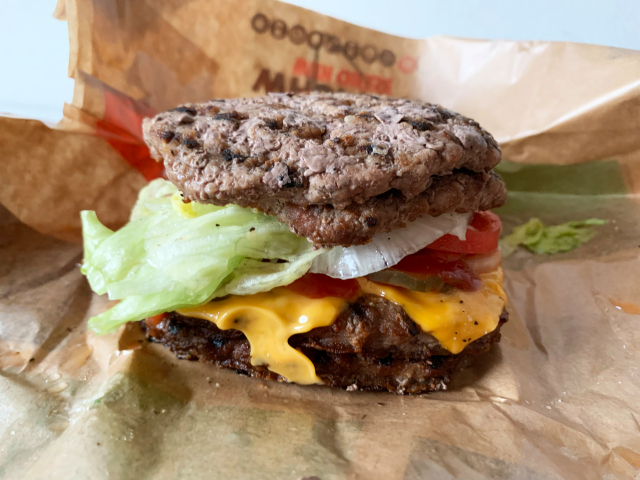Combining two of Burger King’s one-pound beef burgers for an extreme ...