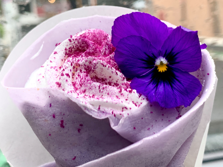 After 3 tries, we finally got to eat purple ice cream and crepes from a ...