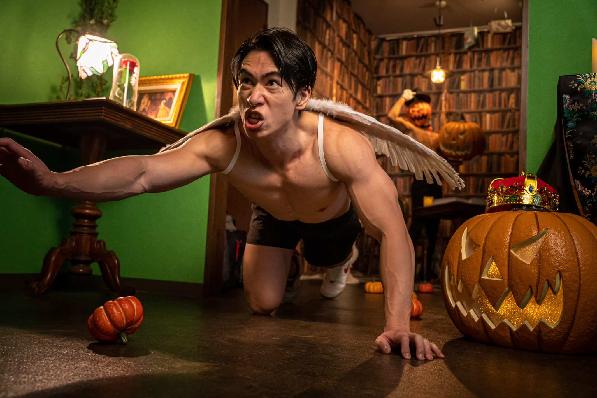 Japanese macho man stock photo site adds epic battle scene between buff ...