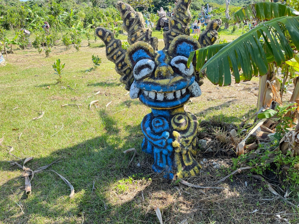 We soak in the island scenery and so many shisa statues at this ...