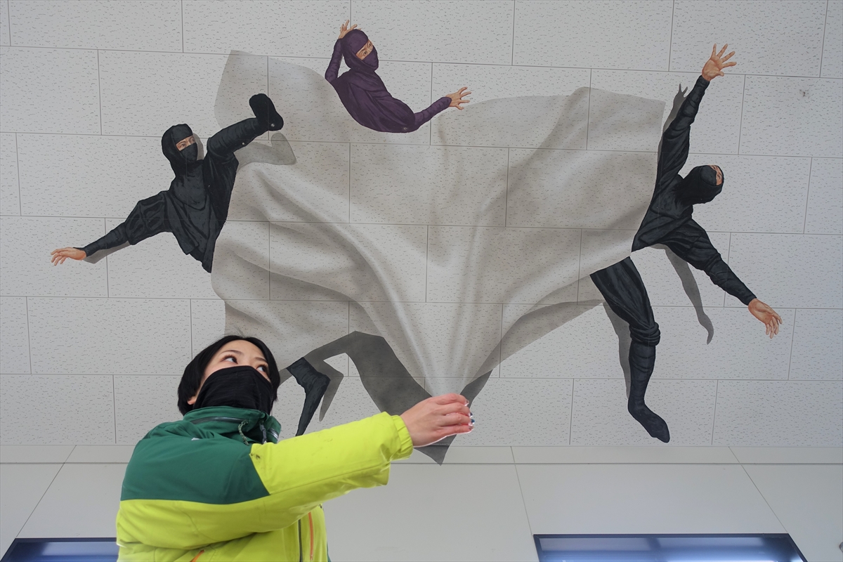 We visit a train station in historical ninja town, see ninja trick art ...