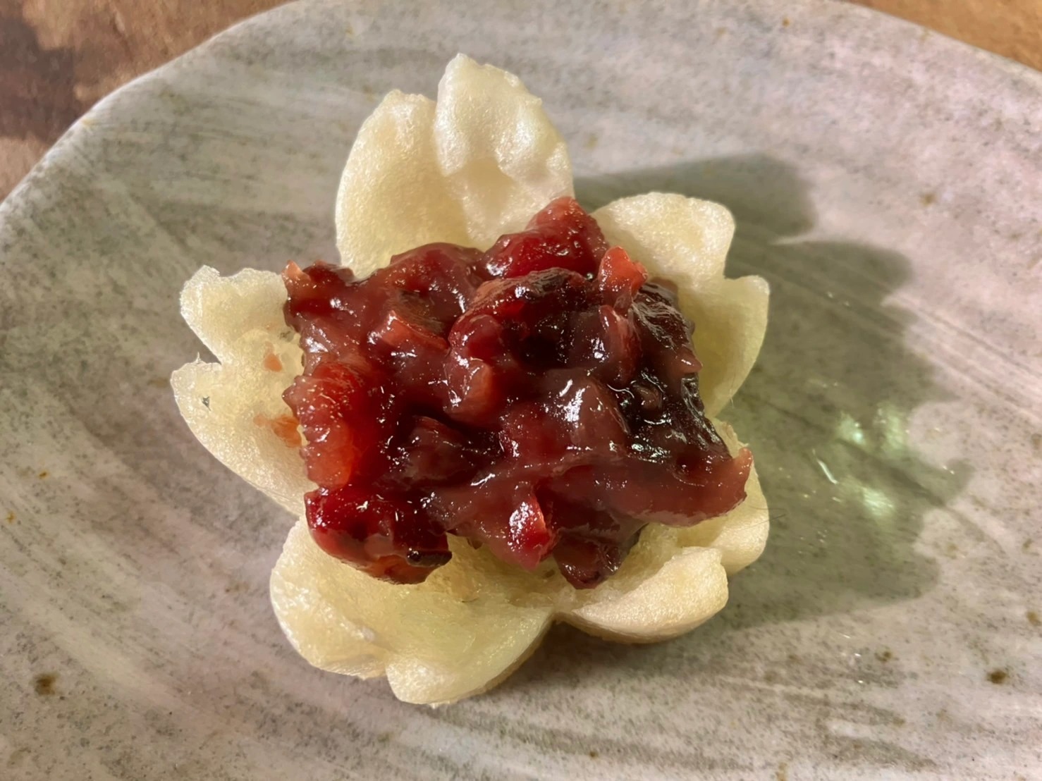 We made hanamaru monaka, a traditional Japanese sweet loved by ...