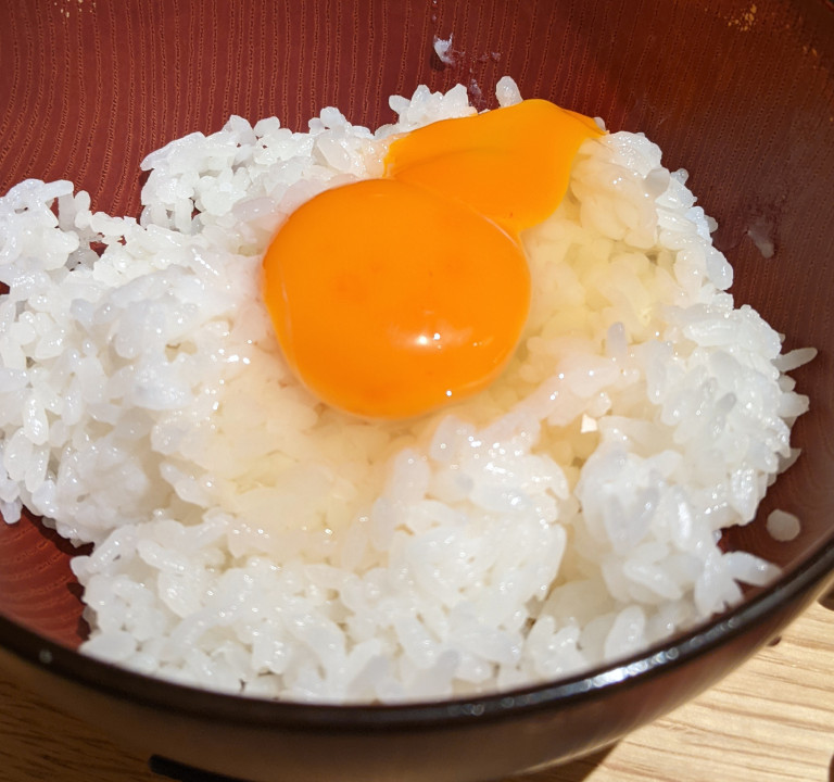 We found the prettiest TKG ever at a restaurant specializing in raw ...