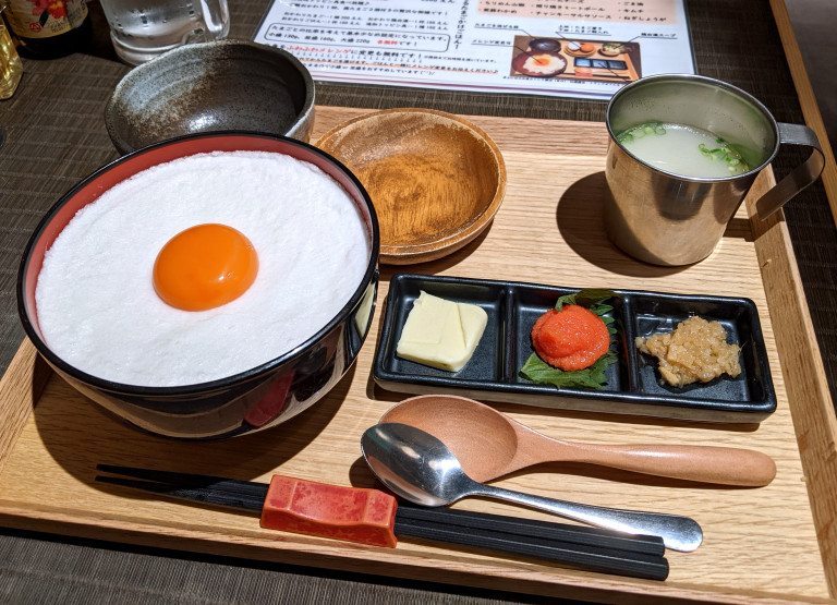 We found the prettiest TKG ever at a restaurant specializing in raw ...