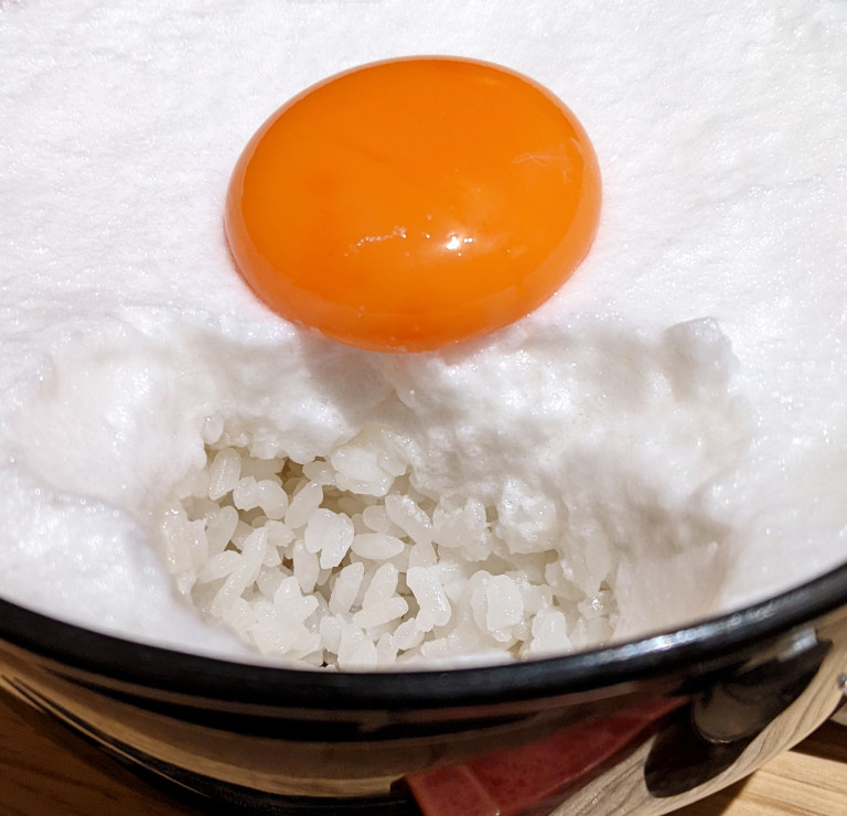 We found the prettiest TKG ever at a restaurant specializing in raw ...