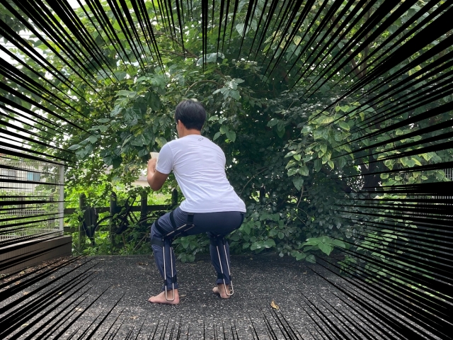 We test out the “chairless magic chair” that allows you to sit whenever ...