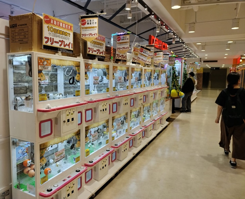 Japanese arcade has special UFO catcher/crane games that guarantee you ...