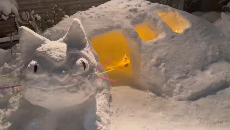 Three sisters in Japan skip building a snowman, build awesome snow ...