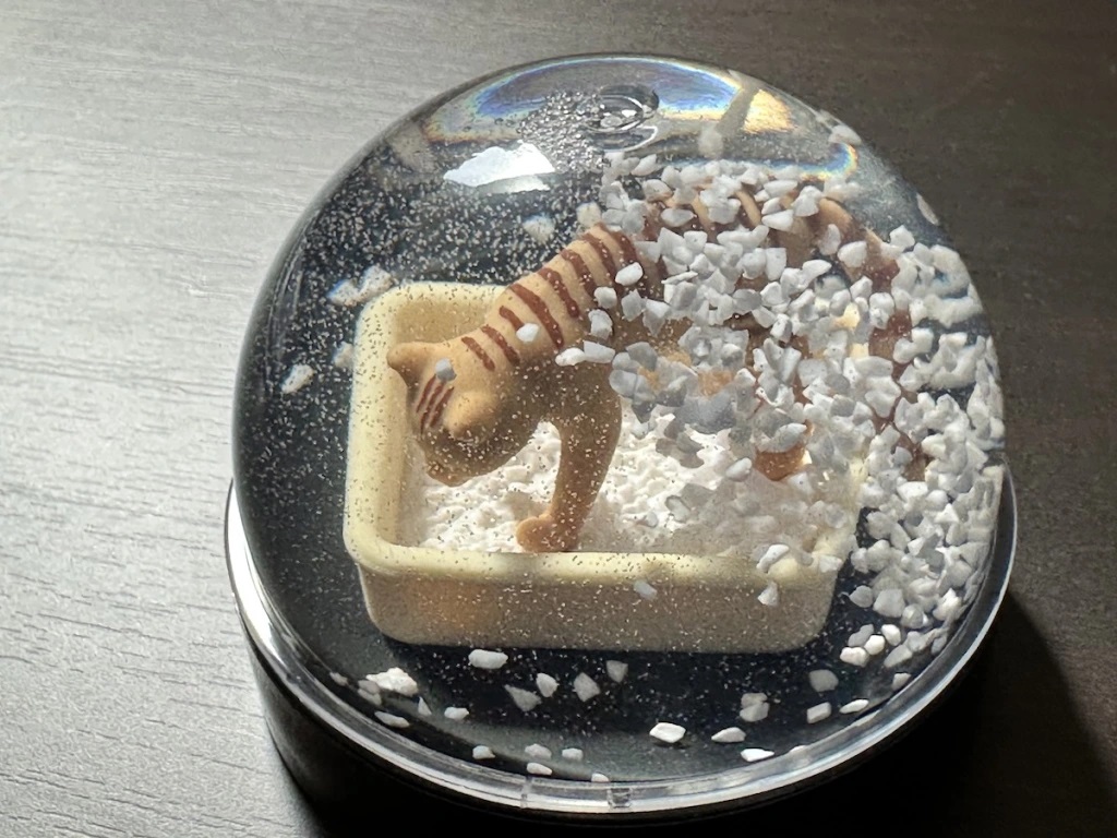 We got our paws on the real-kitty-litter snow globe, and here’s how it ...