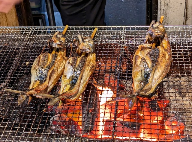 Mr. Sato is in fish heaven after tasting the freshly grilled mackerel ...