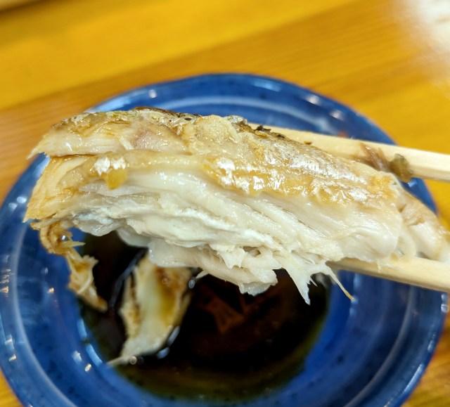 Mr. Sato is in fish heaven after tasting the freshly grilled mackerel ...