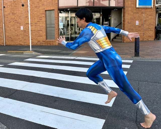We order an amazing Vegeta battle armor suit and dash down the street ...