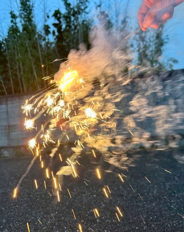 Lighting up some luxury Japanese sparklers bought from a supermarket ...
