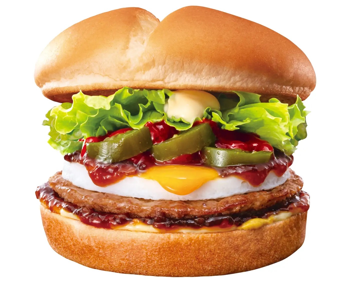 New wafu torori hanjuku tsukimi burgers from Lotteria are an edible ...