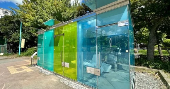 Japanese public toilet in Tokyo has windows that change colour when you ...